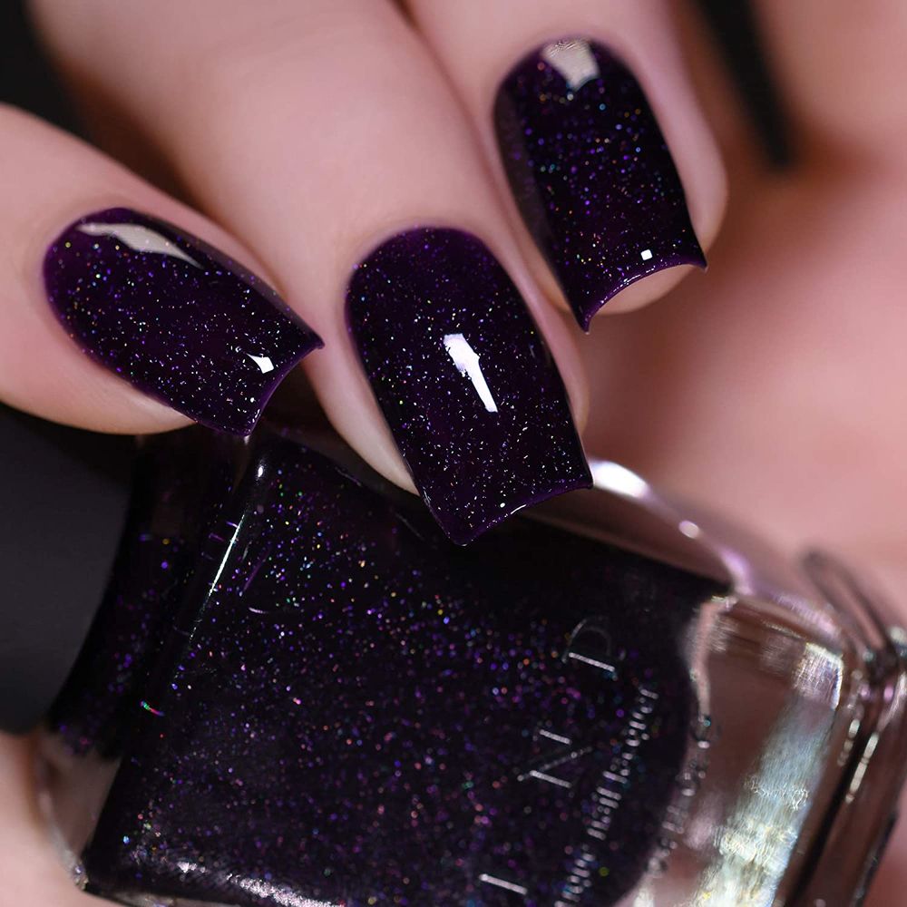 Galaxy Nails-5 of the Best Dark Purple Nails with Glitter
